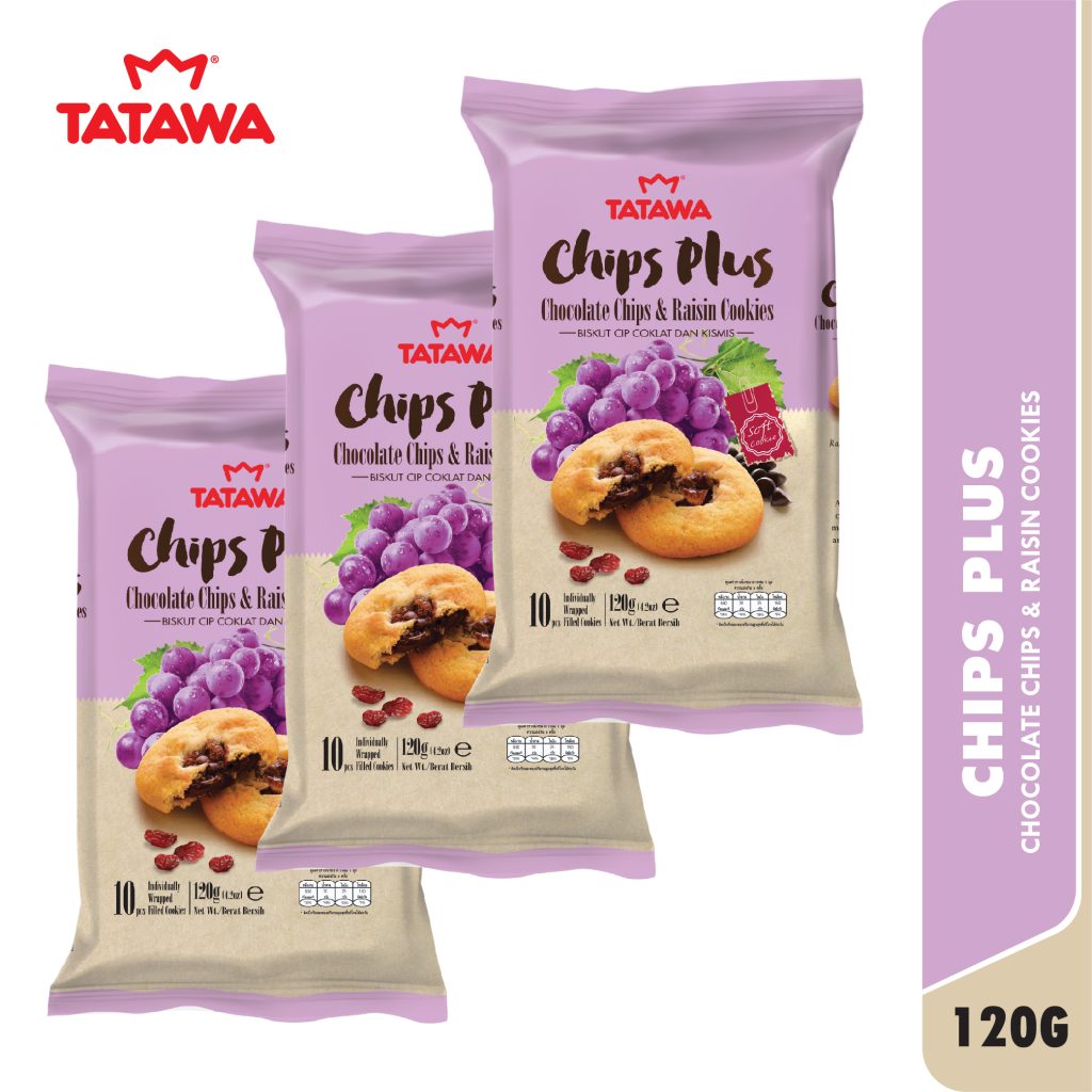 Tatawa Chips Plus: Chocolate Chips & Raisin Cookies [120g x 3Packs ...