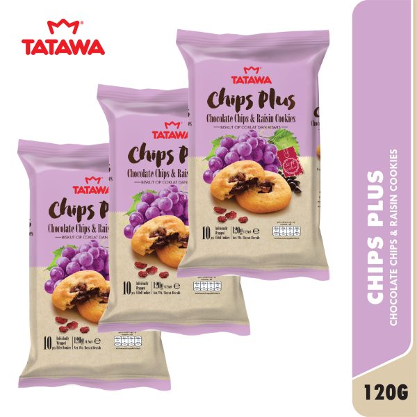 Tatawa Chips Plus: Chocolate Chips & Raisin Cookies [120g x 3Packs ...