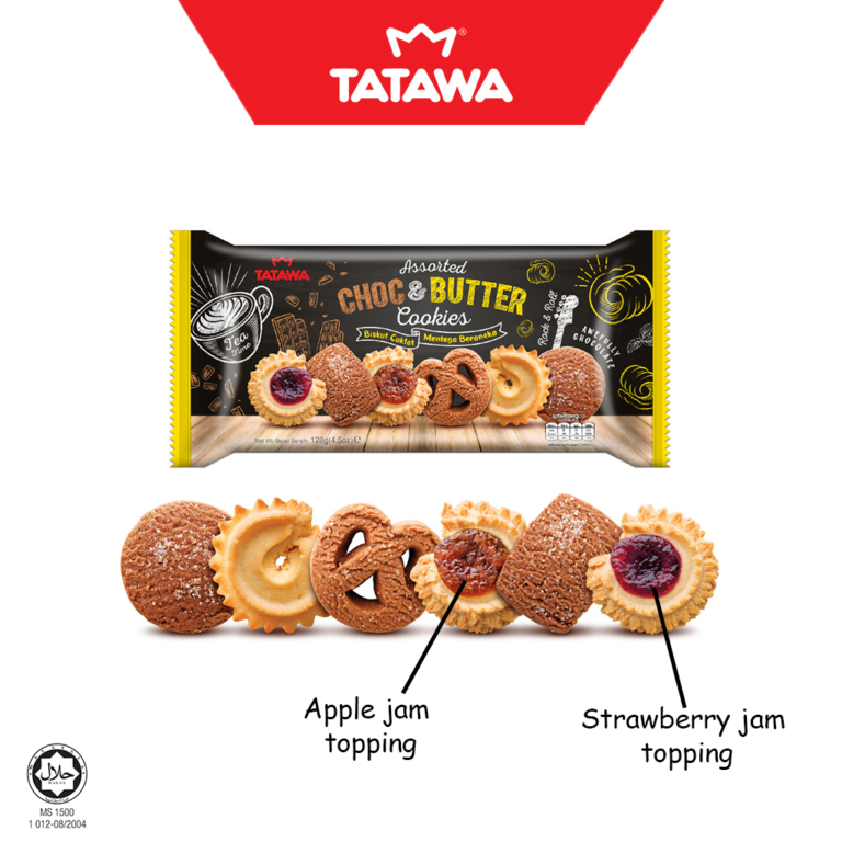 Tatawa Assorted Choc & Butter Cookies [128g x 4packs] - Tatawa